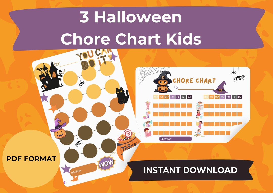 Halloween Spooky Chore Chart for Kids PDF Printable Behavior & Reward ...