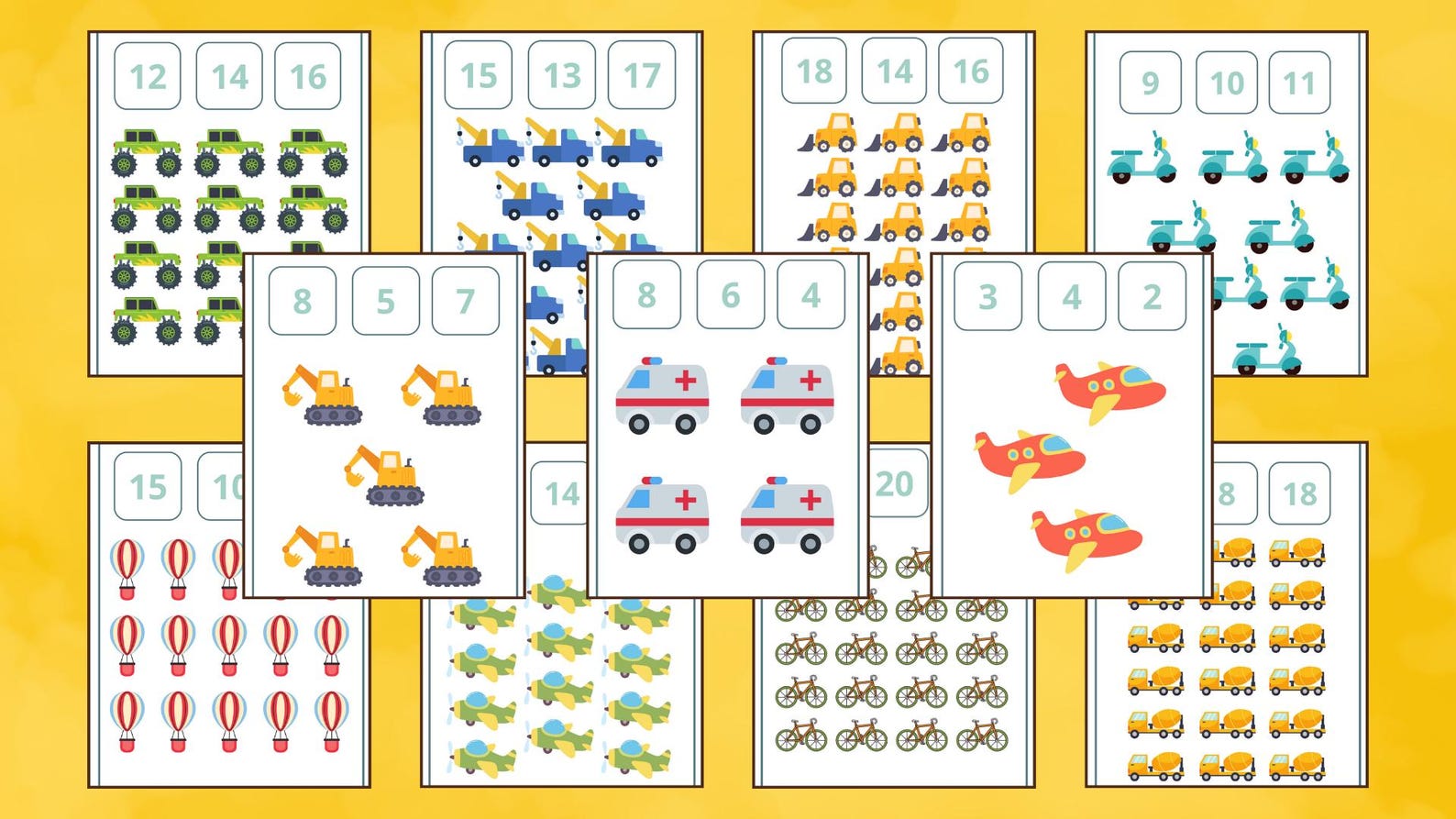 Printable Counting Activity for Kids Vehicles Theme Homeschool ...