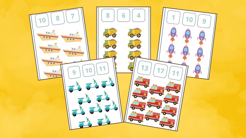 Printable Counting Activity for Kids Vehicles Theme Homeschool ...