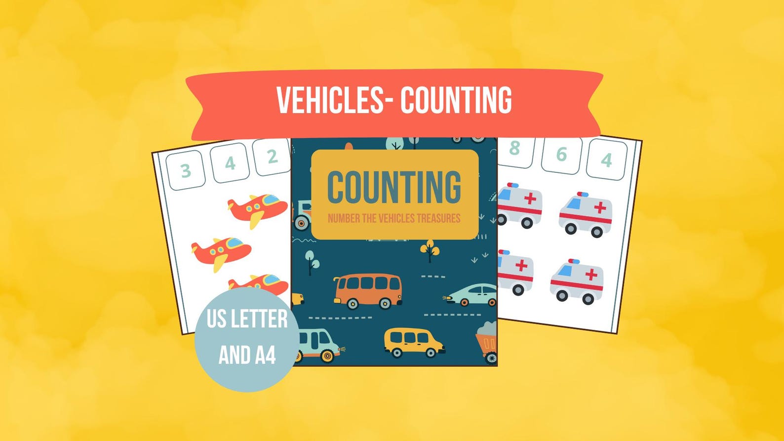Printable Counting Activity for Kids Vehicles Theme Homeschool ...