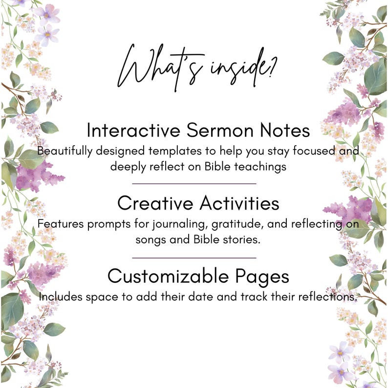 Purple Watercolor Sermon Notes Template – A4 & US Letter Digital ...