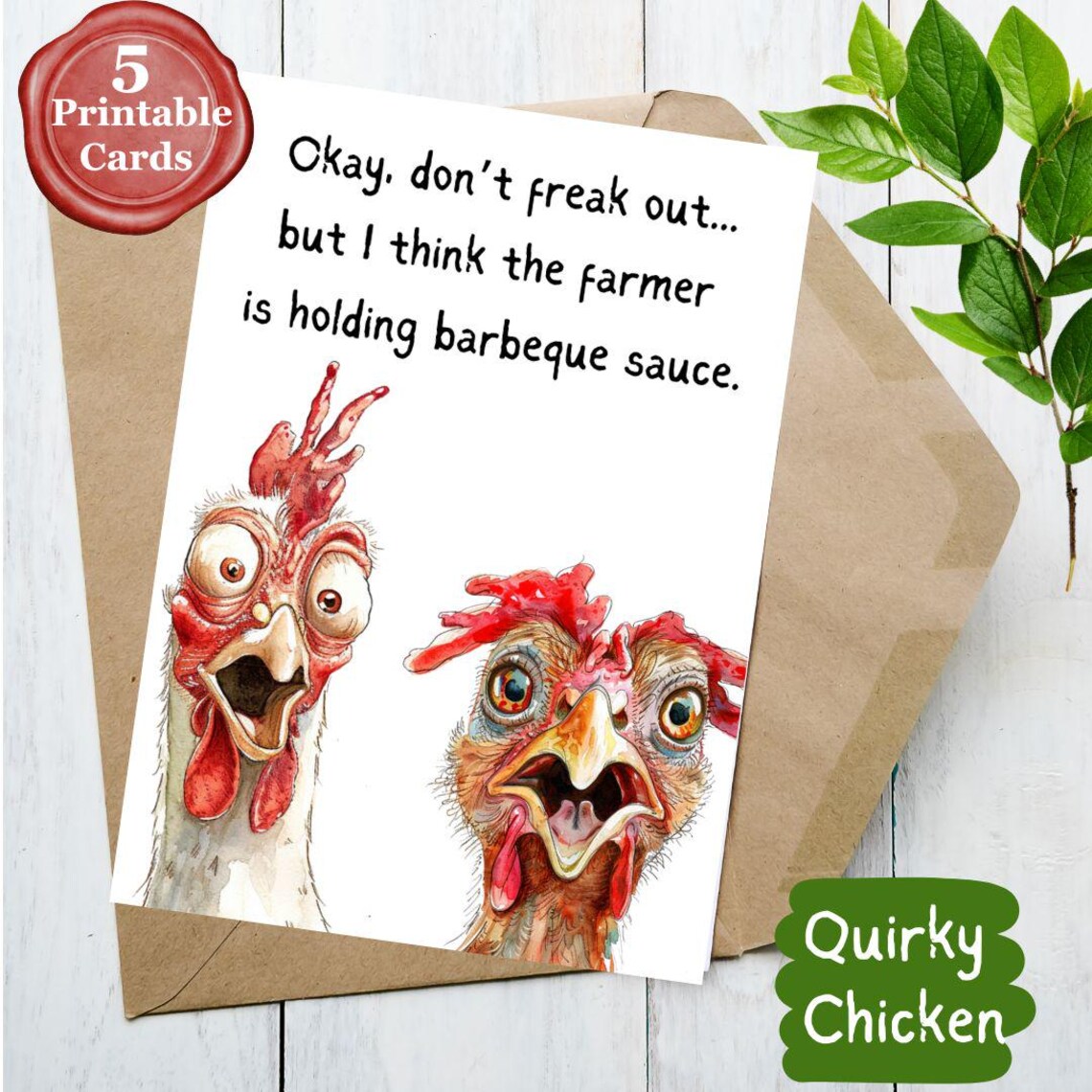 Digital Downloads Printable Cards, 25 Funny and Quirky Barnyard Animal ...