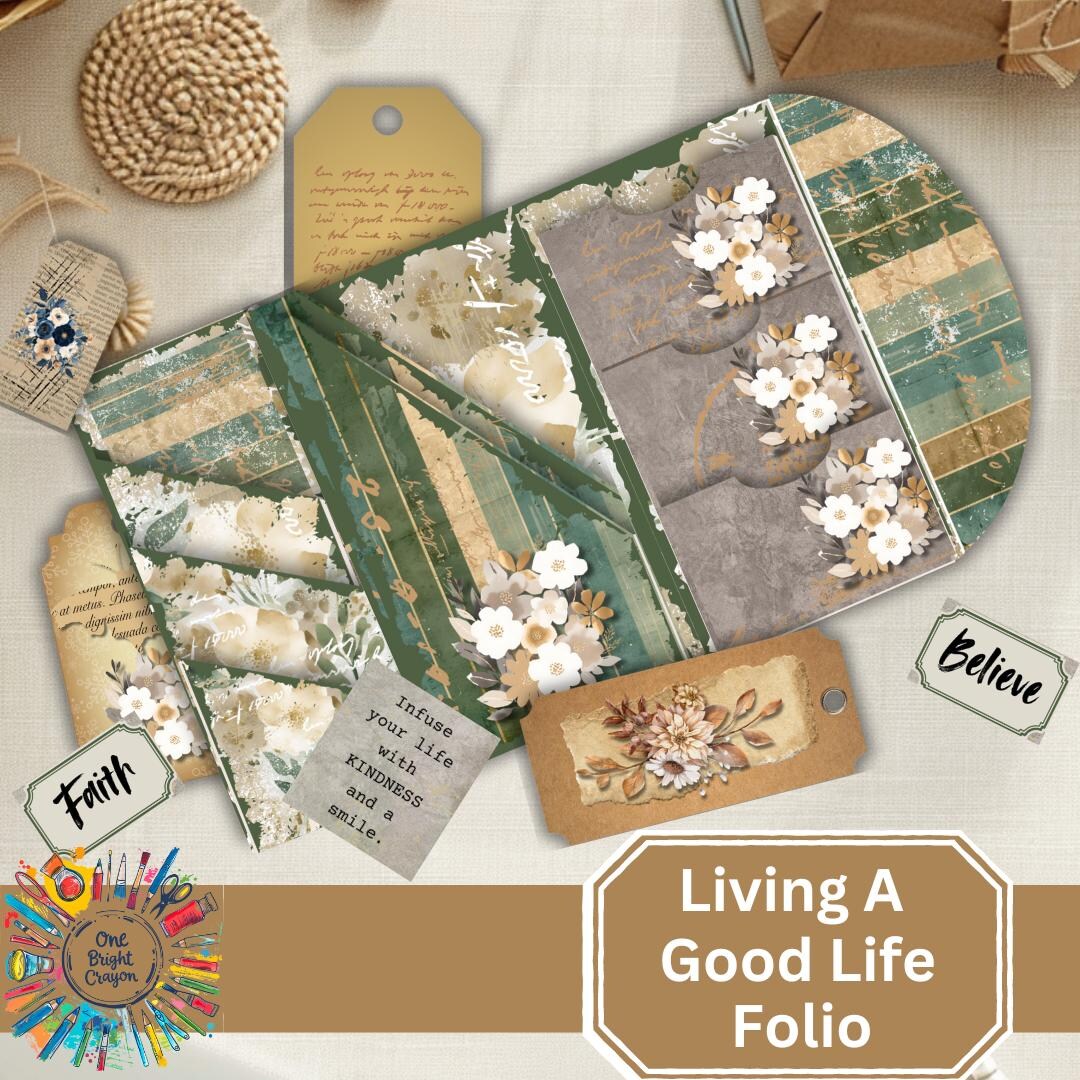 Digital Download Folio, Floral Kit Journaling Collage Background Pages ...