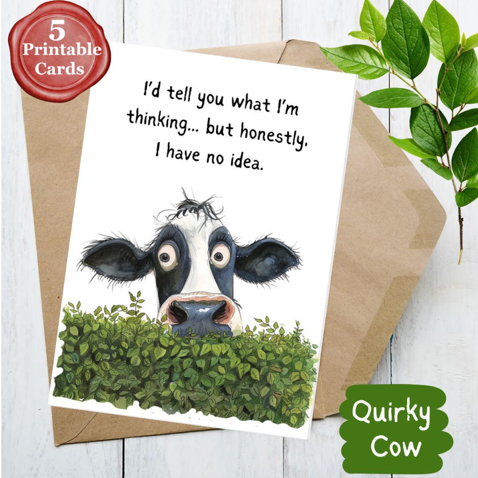 5 Quirky and Funny Cow Cards 5x7 Digital Downloads for Any Occasion - Etsy