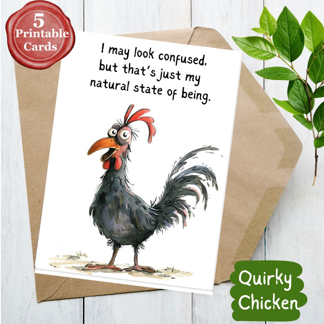 5 Quirky and Funny Chicken Cards 5x7 Digital Downloads for Any Occasion ...