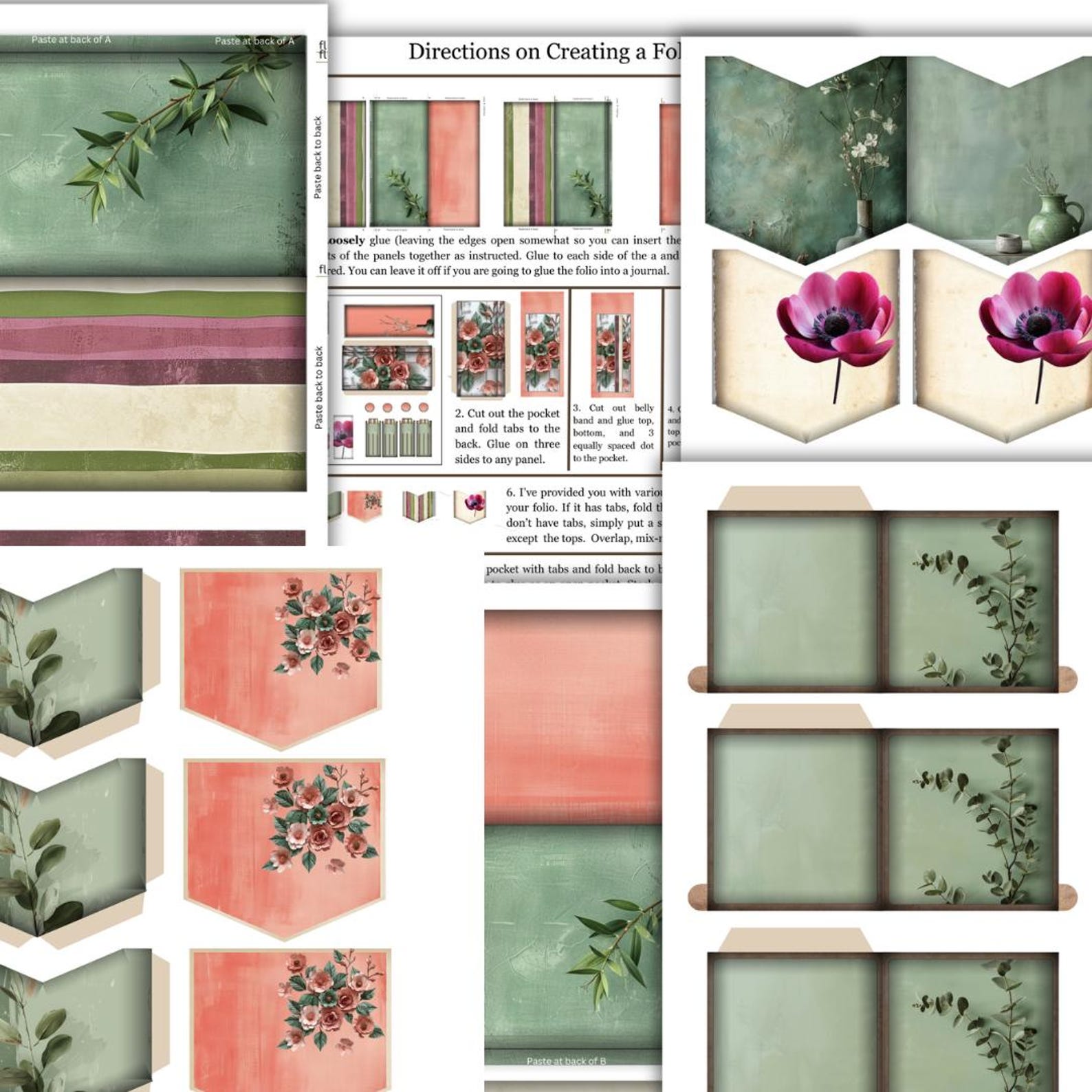 Serenity Tri-fold Folio | Calming Green, Pink & Burgundy Organizer ...