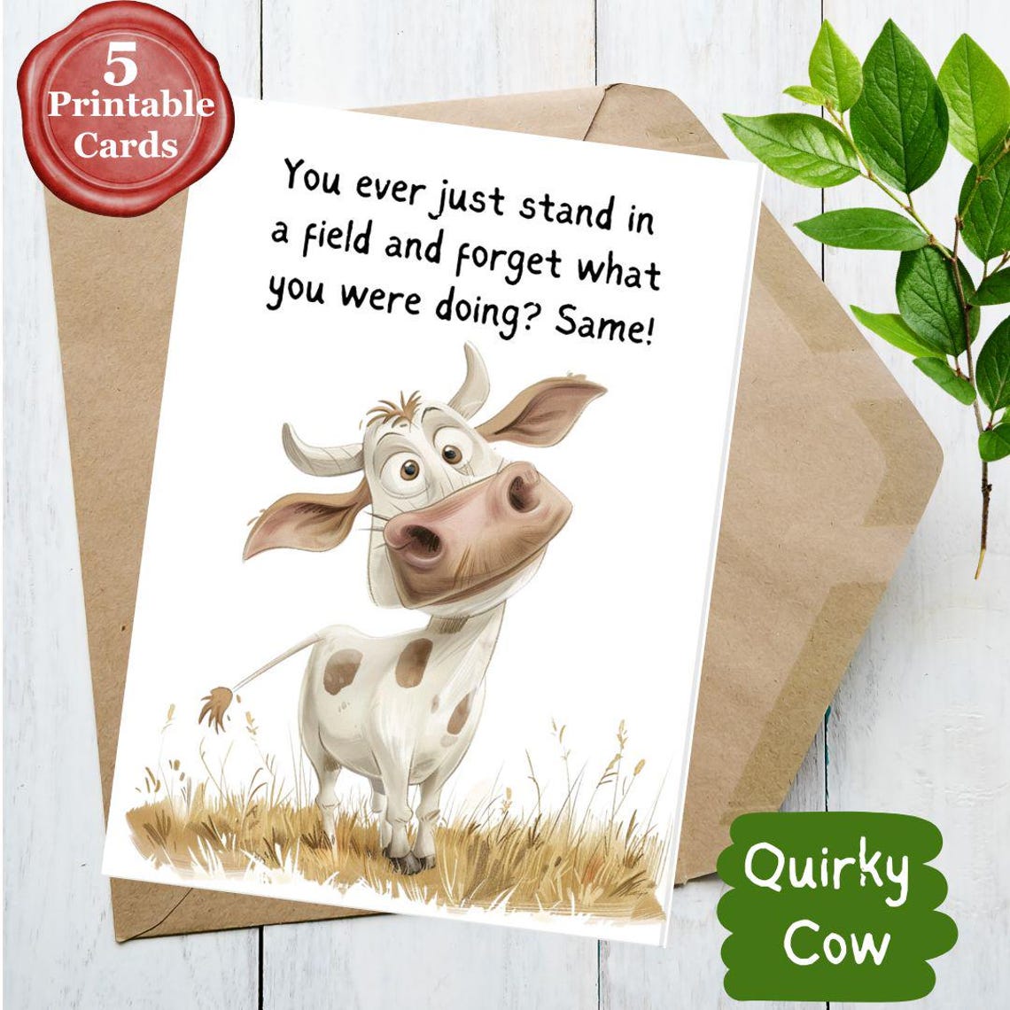5 Quirky and Funny Cow Cards 5x7 Digital Downloads for Any Occasion - Etsy