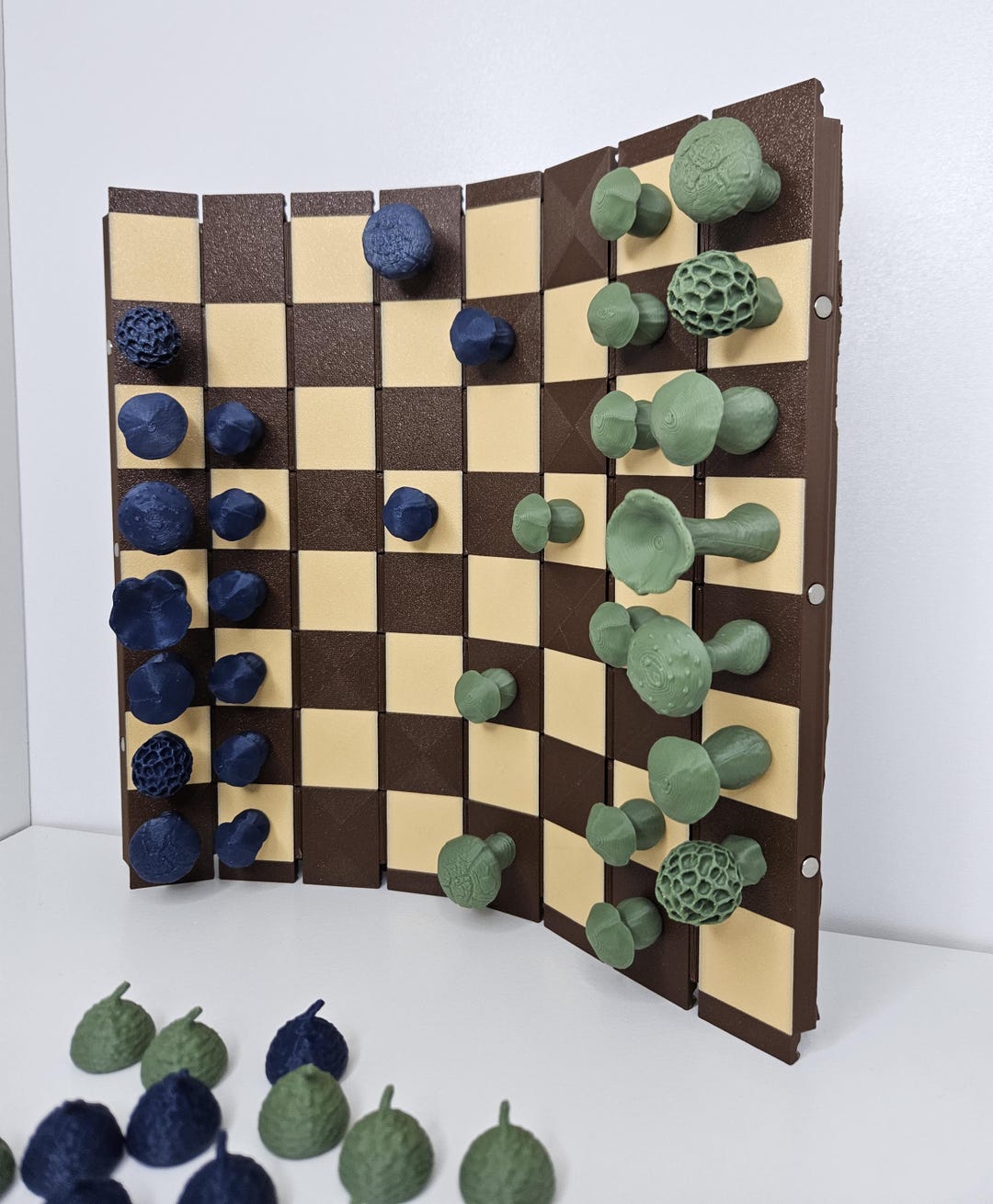 Forest-inspired Chess Set-magnetic| Roll-up Log Design | Acorn Cap ...