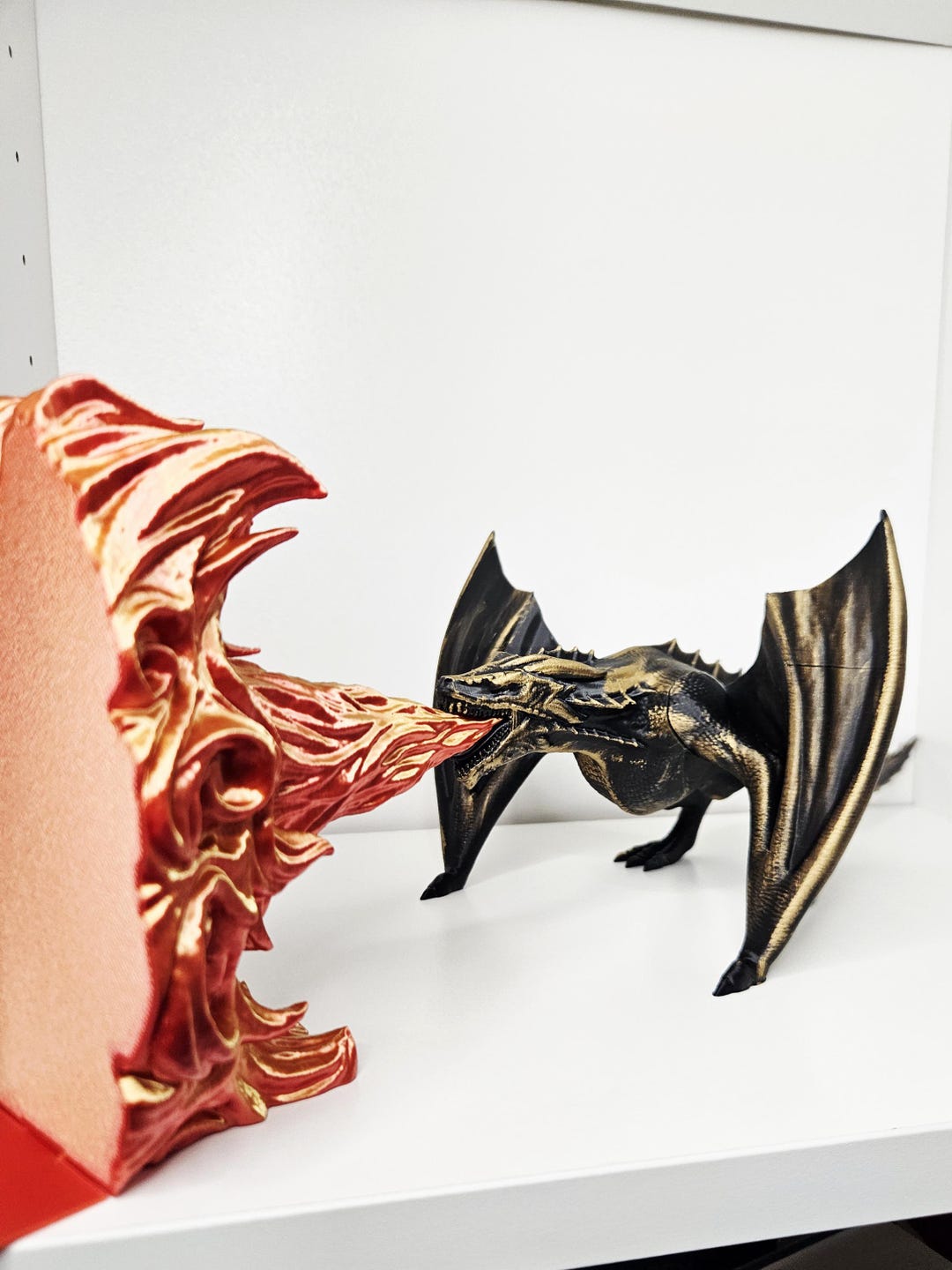 Dragon's Breath Bookend: 3D Printed Fire-breathing Book Nook Decor ...