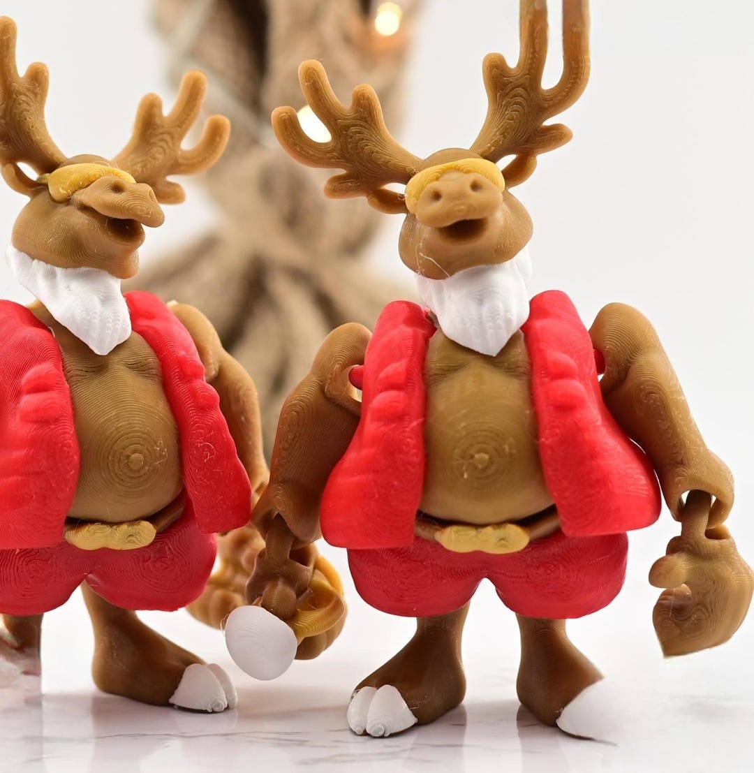 Articulated Drunken Moose Figurine 3d Printed Christmas Decorations ...