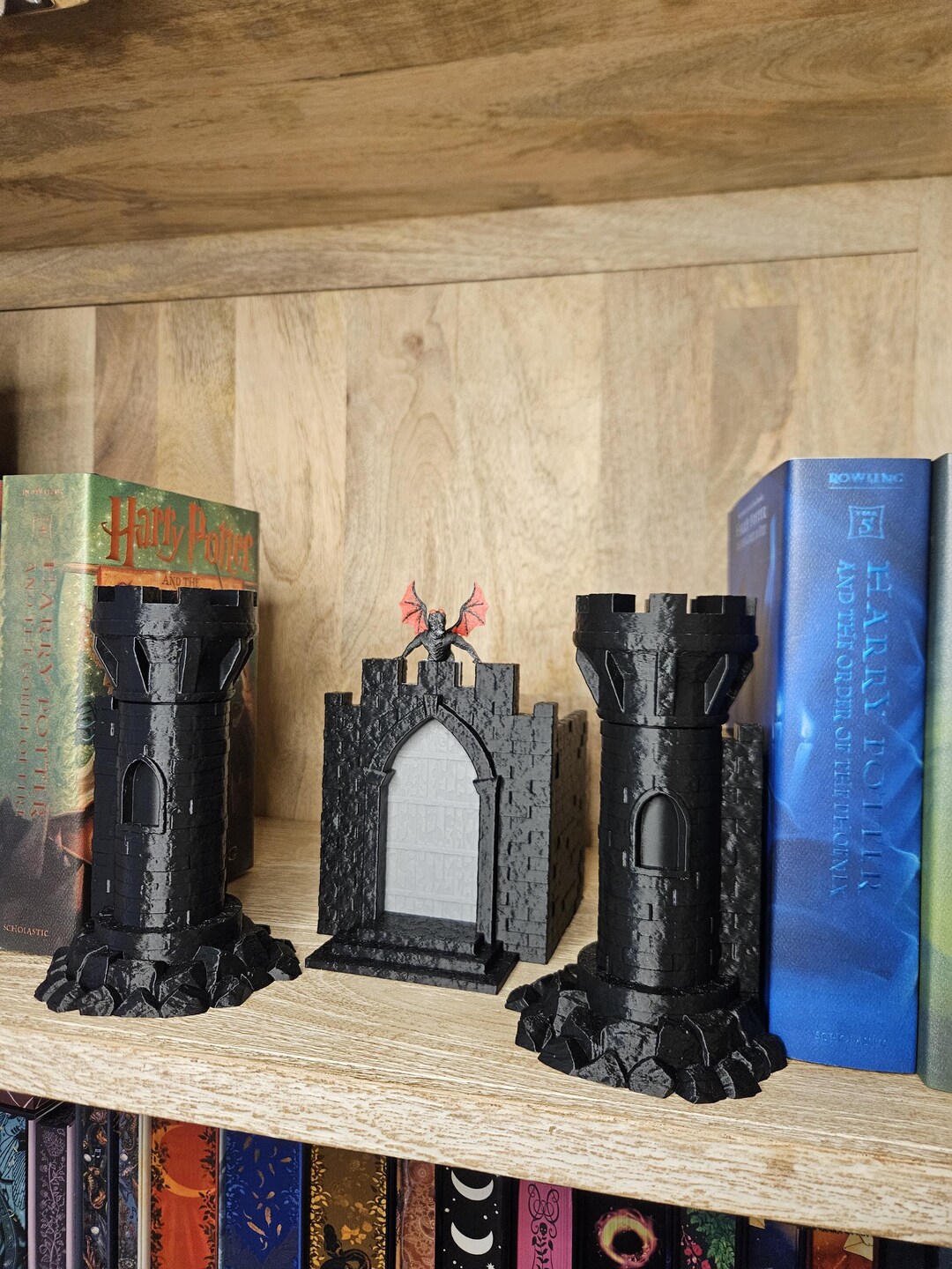 Castle Bookend Set With Small Dragon Gate and Tower Design L Tower ...