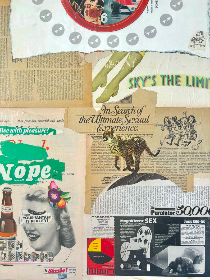 Original Collage, Vintage Magazine, Original Art, Handmade, Canvas - Etsy