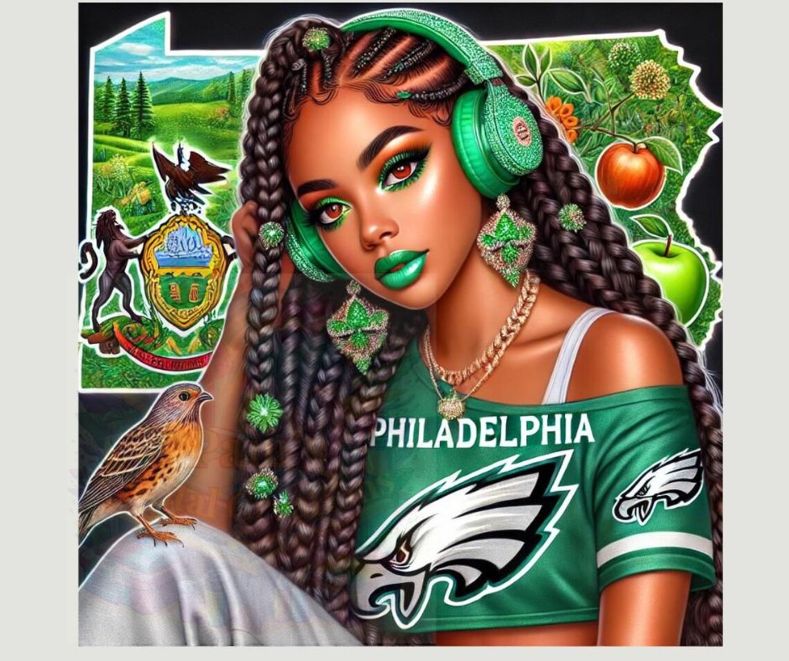 Philadelphia Eagles Woman Fan PNG - Etsy