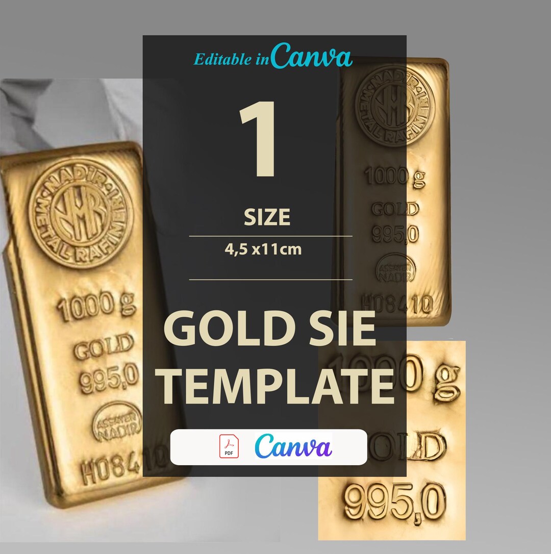 Elegant Gold Bullion - 4.5cm X 11cm Design for Personalized Business ...