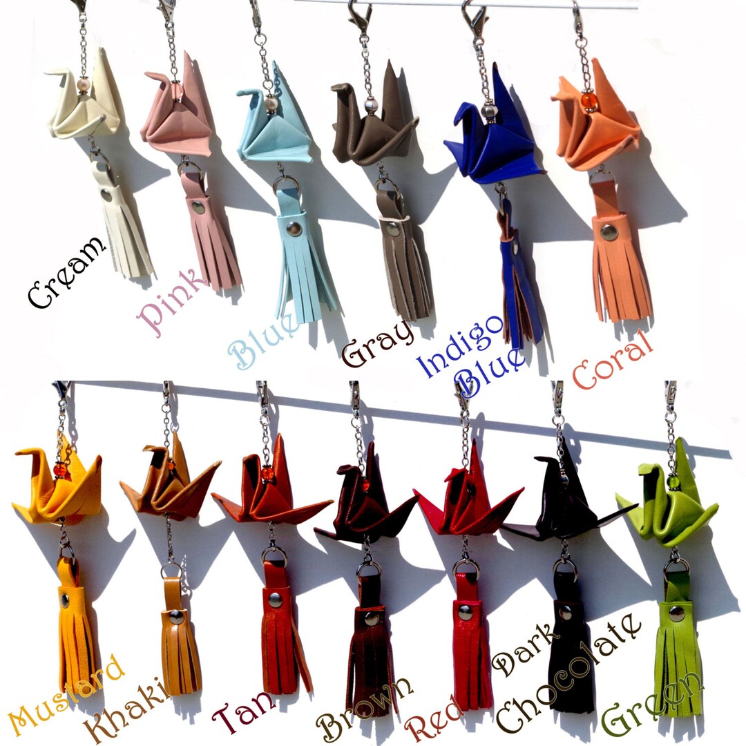 Genuine Leather Origami Crane Tassel – Handmade Zipper Pull, Purse ...