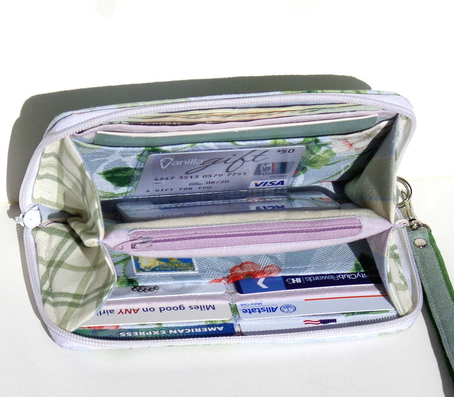 Pink Hydrangea Zip Around Wallet - Wristlet With Removable Strap ...