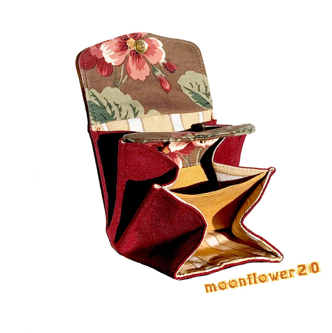 Wild Rose Wallet With Three Sections and Double Flap Closures - Credit ...