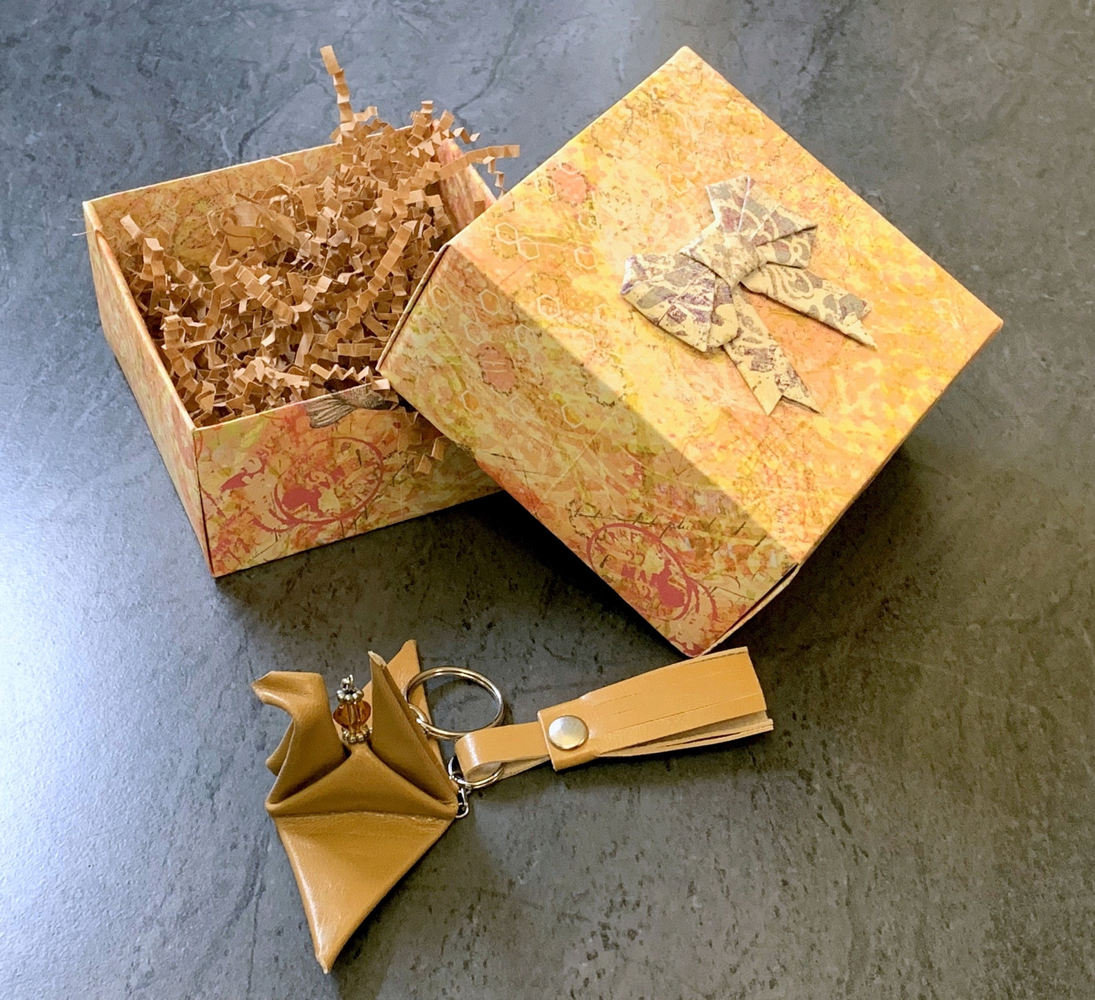 Genuine Coral Color Leather Origami Crane Tassel Zipper Pull - Etsy