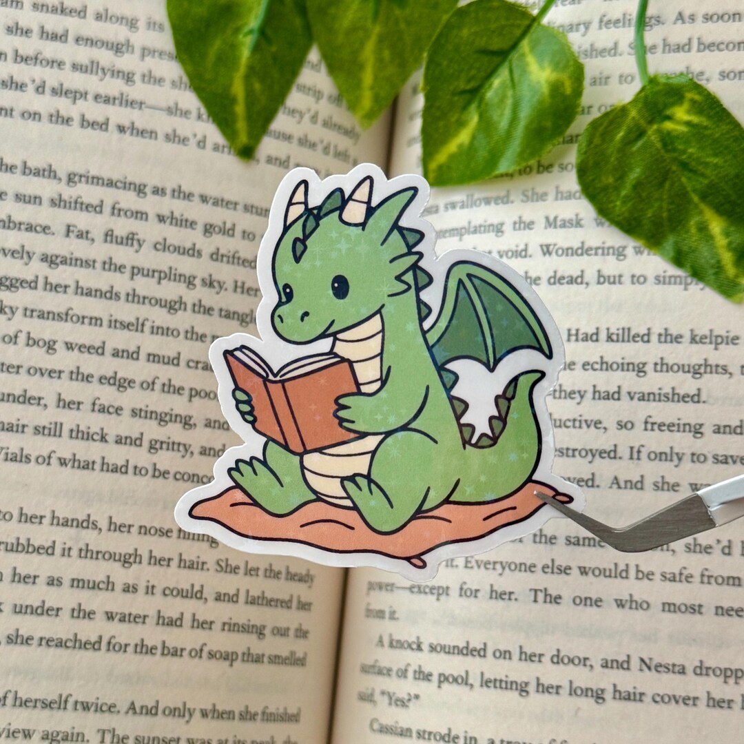 Cute Book Dragon Sticker, Sticker for Romantasy Readers, Kindle ...