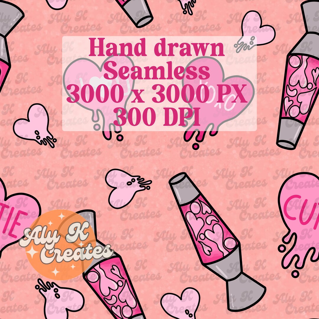 Valentine’s Day Lava Lamp Seamless Pattern for Small Business, Unique ...