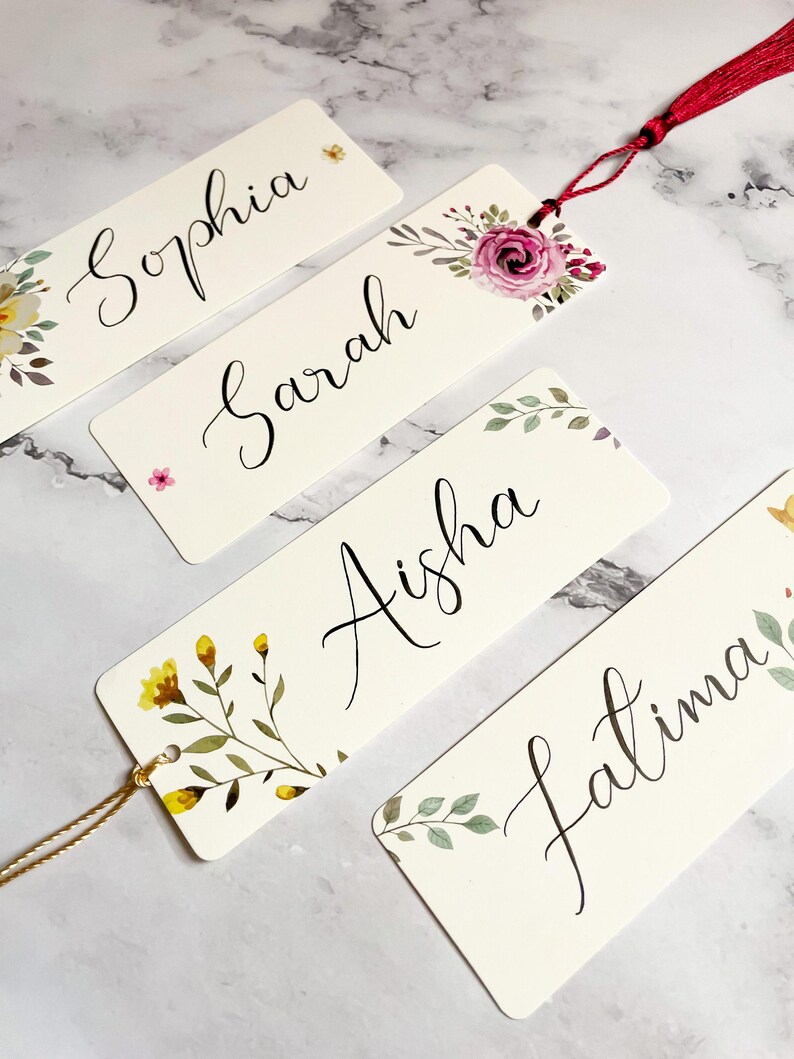 Personalized Floral Bookmark: Hand-lettered Custom Name Gifts, Wedding ...