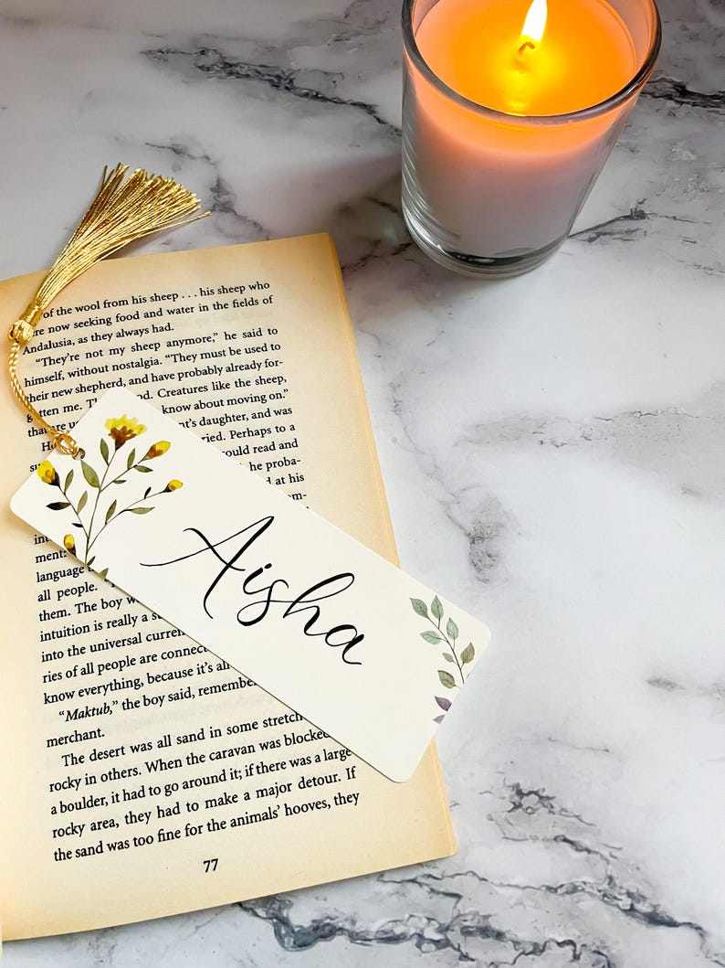 Personalized Floral Bookmark: Hand-lettered Custom Name Gifts, Wedding ...