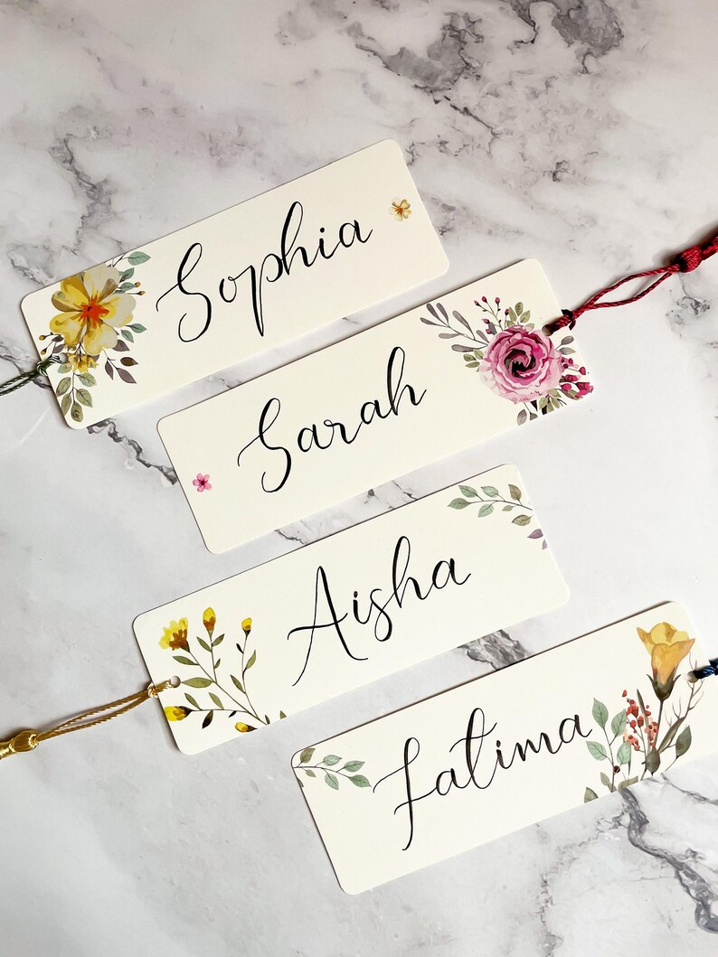Personalized Floral Bookmark: Hand-lettered Custom Name Gifts, Wedding ...