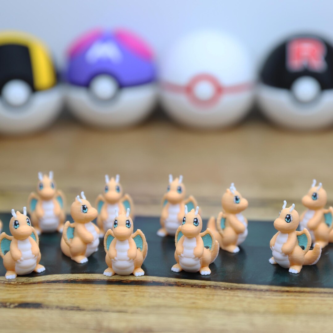 Chibi Dragonite 3D Printed Figurine Cute Pokemon Model Keychain Option ...