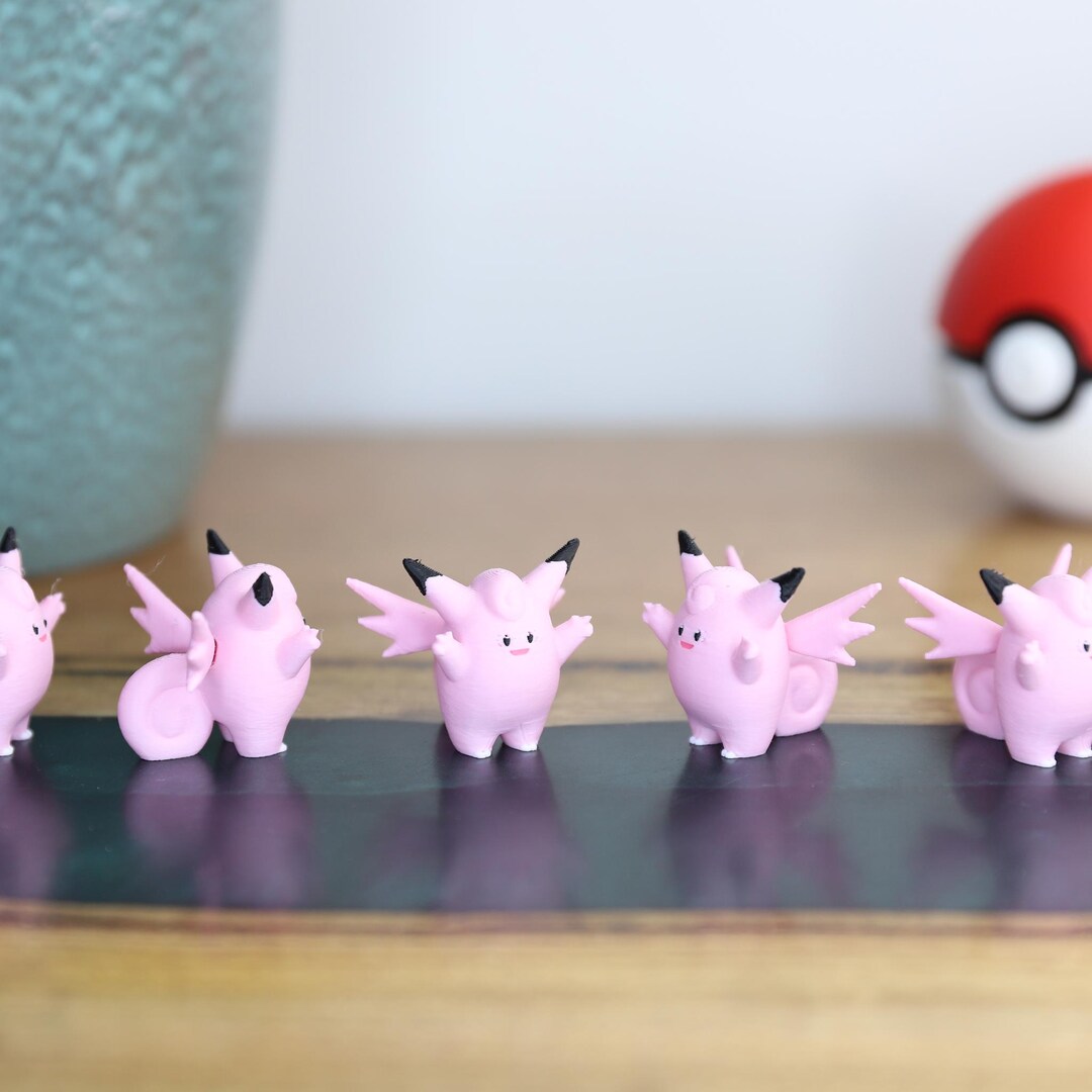 Chibi Clefable 3D Printed Figurine Cute Pokemon Model Keychain Option ...