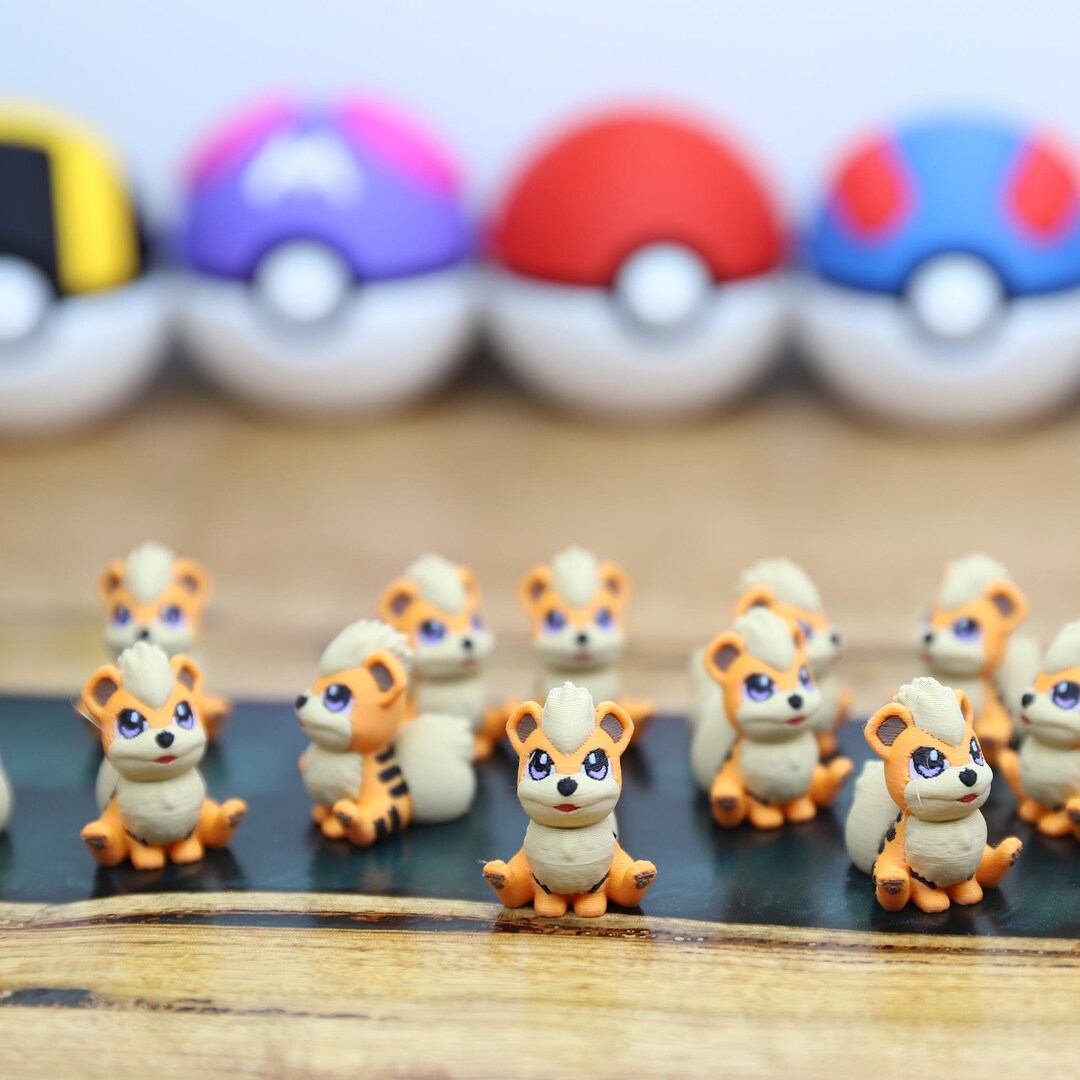 Chibi Growlithe 3D Printed Figurine Cute Pokemon Model Keychain Option ...