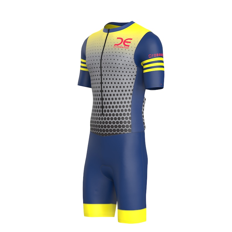 Mens Cycling Tri Suit Half Sleeve Skin Suit Time Trial Short Sleeve ...