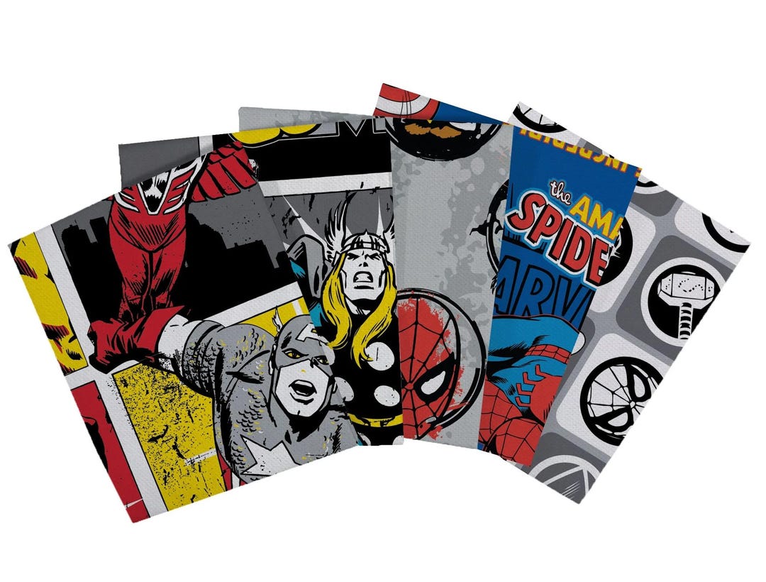 Marvel Comics Fabric Fat Quarter Bundle for Superhero Quilt or Craft ...
