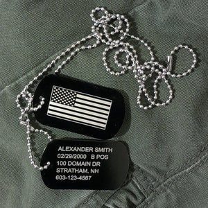 Custom Military Dog Tag Black Oxide Aluminum Tags With Stainless Steel ...