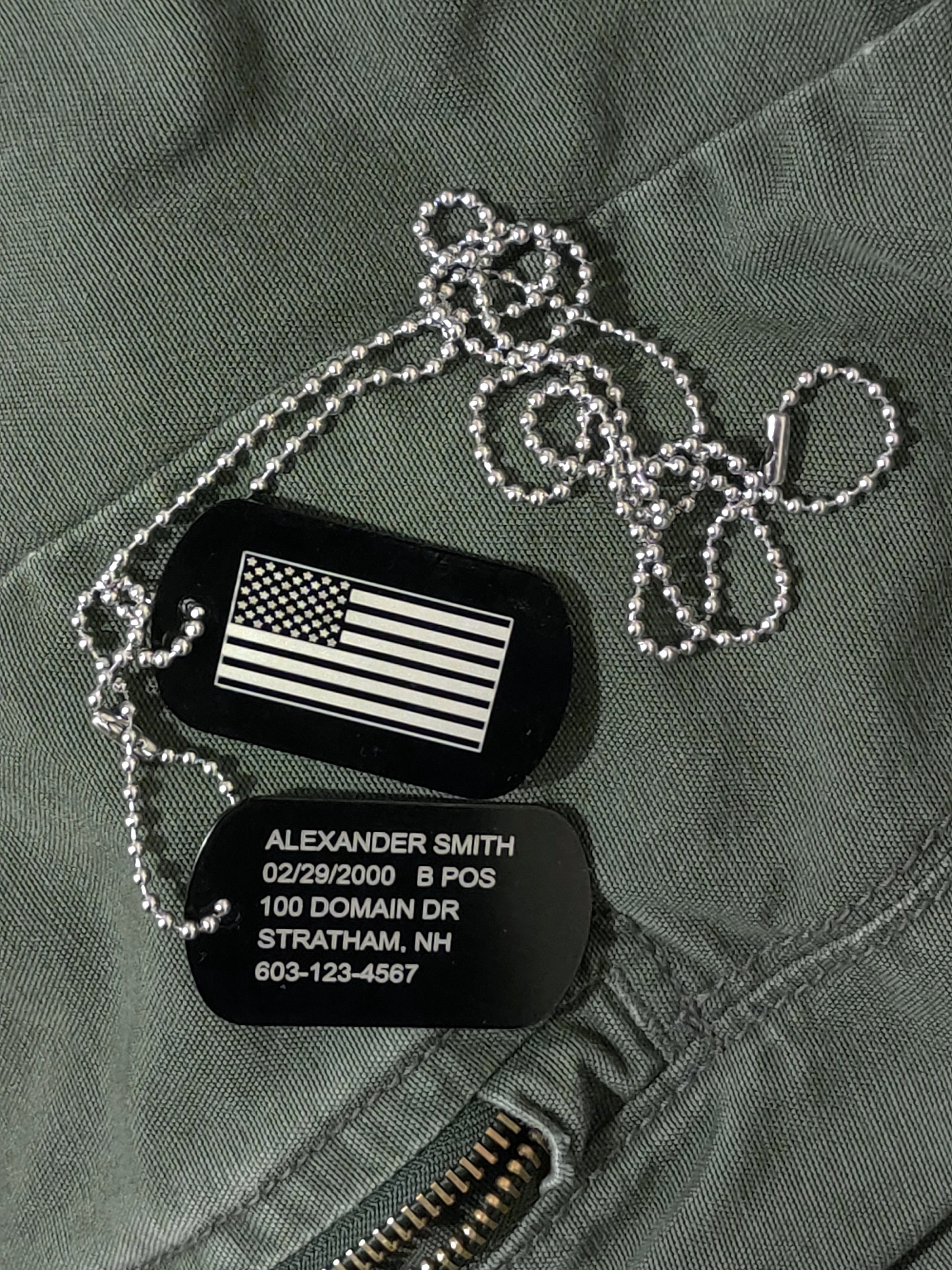 Custom Military Dog Tag Black Oxide Aluminum Tags With Stainless Steel ...