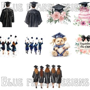 Watercolor Graduation Clipart -graduation PNG Clipart Bundle -class of ...