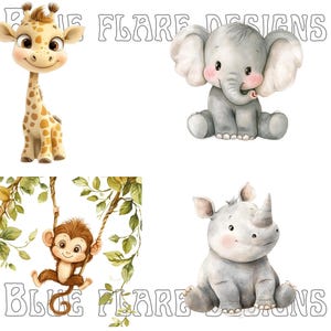 12 Safari Animals Clipart, Lion, Giraffe, Nursery Art, Jungle Animals ...