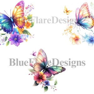 Butterfly Clipart, Butterfly PNG Clipart Bundle, Flower Clipart, Floral ...