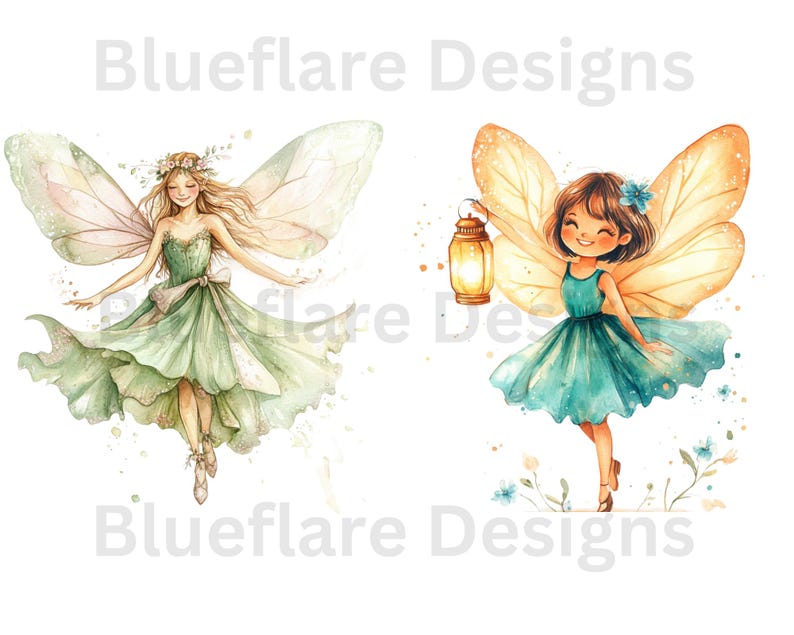 Watercolor Magical Garden Pink Fairies Clipart Bundle, Cute Fantasy ...