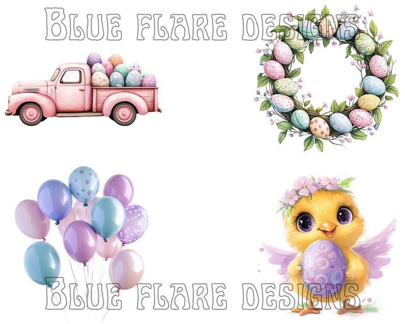 Easter Clipart Watercolor Clipart Bundle Cute Easter PNG Bunny PNG ...