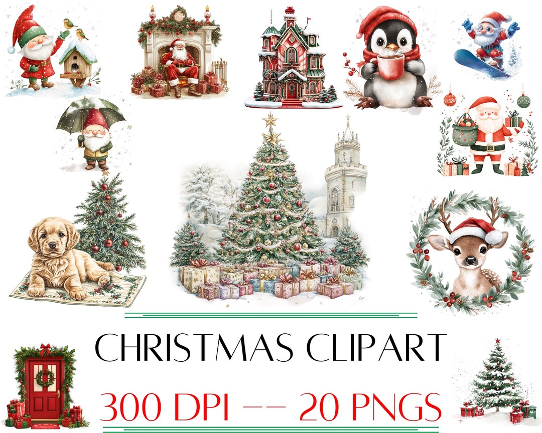 Christmas PNG Bundle, Christmas Tree PNG, Christmas Village Clipart ...