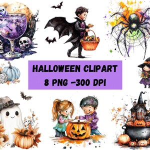 Halloween Png Bundle, Cocktail Clipart, Vampire Bat, Cute Ghost Png ...