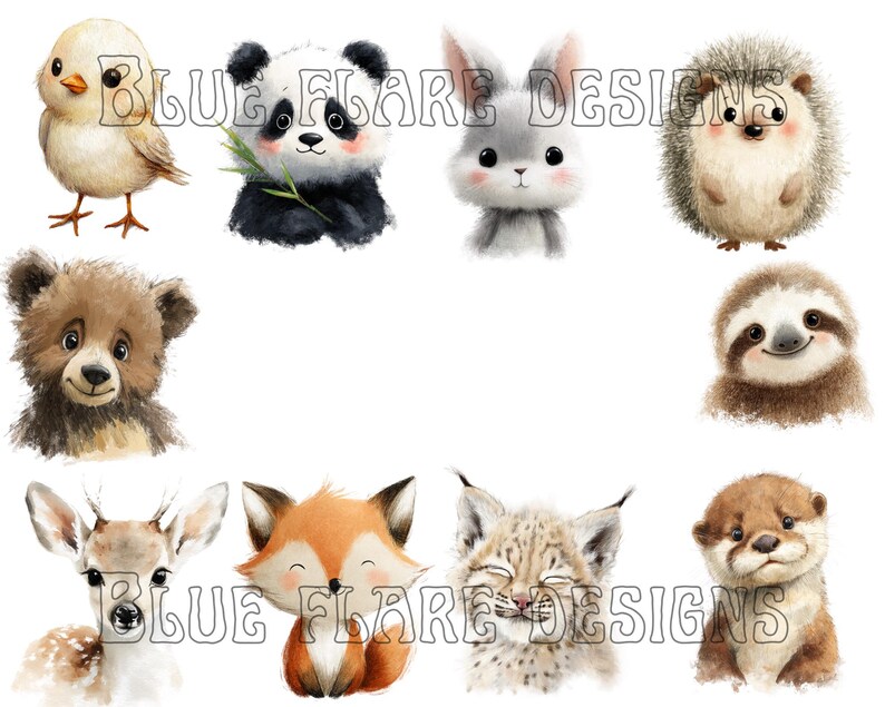 Watercolor Woodland Animals Clipart -cute Baby Animals Clipart Bundle ...