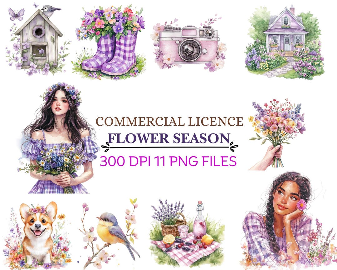 Spring Clipart Bundle for Spring Summer Decor -flower PNG -spring Art ...