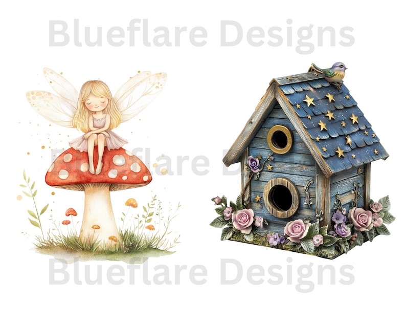 Watercolor Magical Garden Pink Fairies Clipart Bundle, Cute Fantasy ...