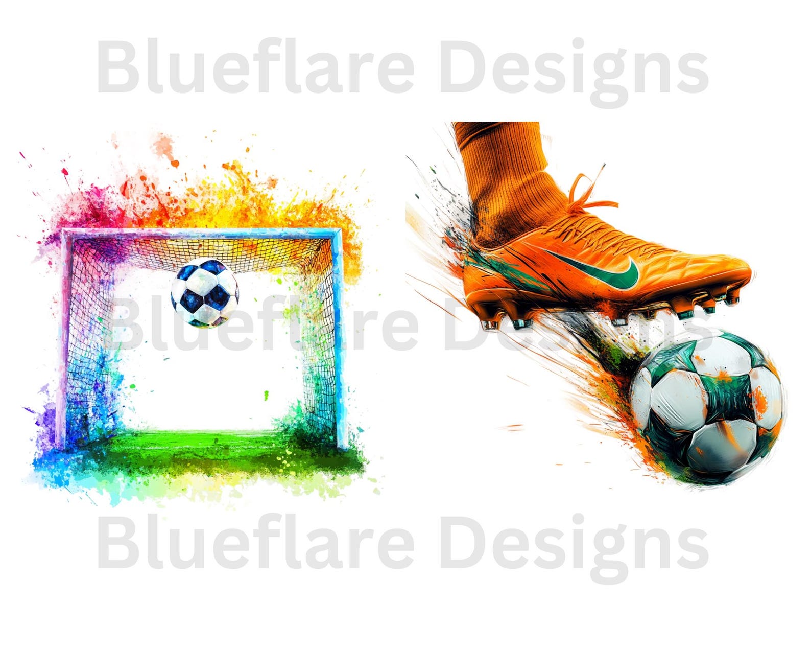 10 Watercolor Football Clipart, Soccer Clipart, Clipart Bundle ...