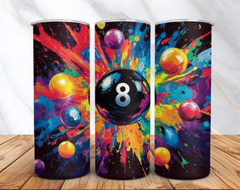 Billiards Tumbler Wrap PNG Design, 20 Oz Skinny Tumbler Sublimation ...