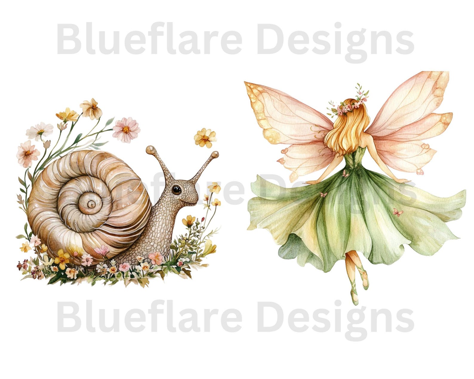 Watercolor Magical Garden Pink Fairies Clipart Bundle, Cute Fantasy ...