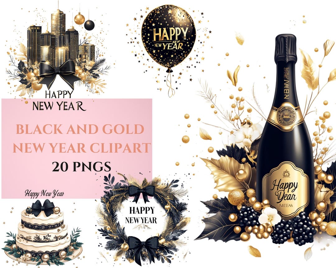 New Year Clipart, Happy New Year Clipart Bundle, New Years Eve Clipart ...