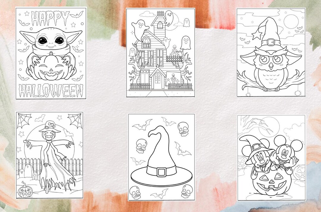 Spooky Halloween Coloring Book, Printable Fun Coloring Pages - Etsy