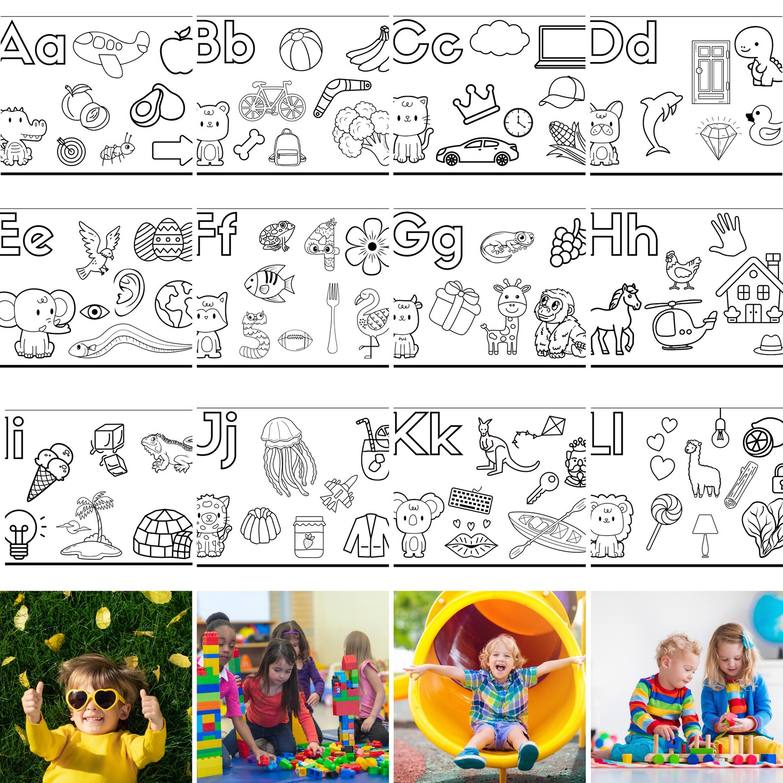 Alphabet Coloring Pages for Kids, Letters A to L, Fun Educational ...